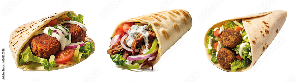 Authentic fresh falafel balls inside with pita bread, pita sandwich ...