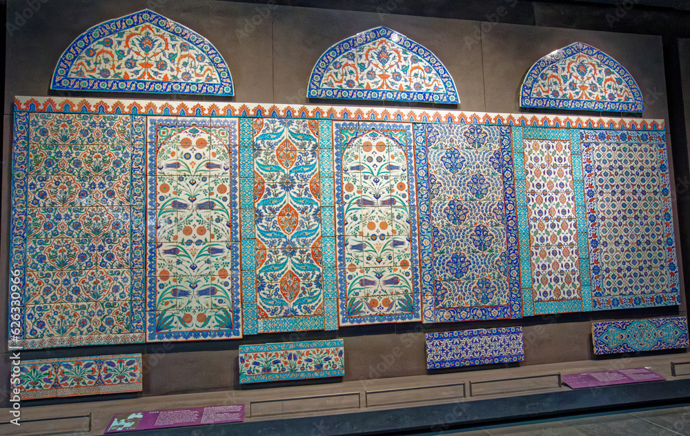 Panels of Islamic art on show at the Louvre museum Stock Photo | Adobe ...