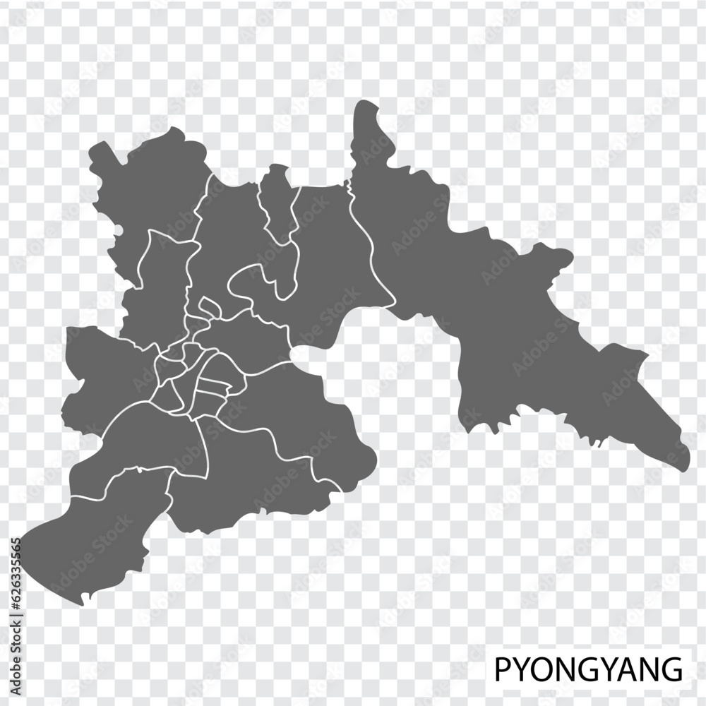 High Quality map of Pyongyang is a capital of The North Korea, with ...