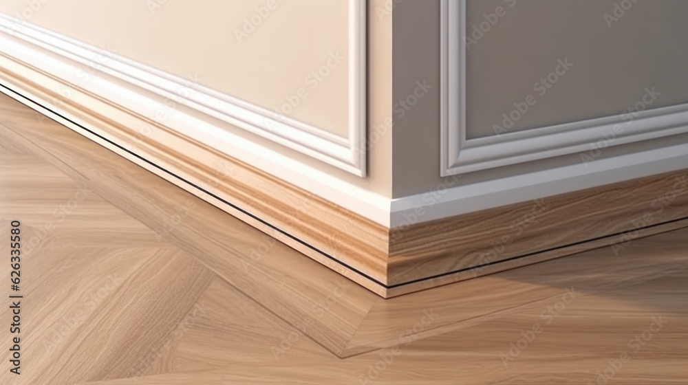 ,home design detail element wooden floor and wall moulding finishing ...