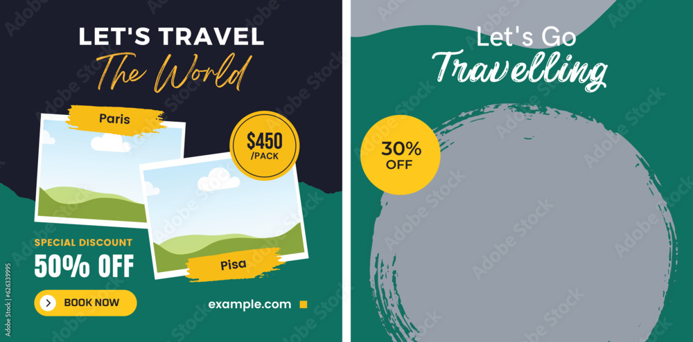 Travel vector template design. Let's go travel around the world text in ...