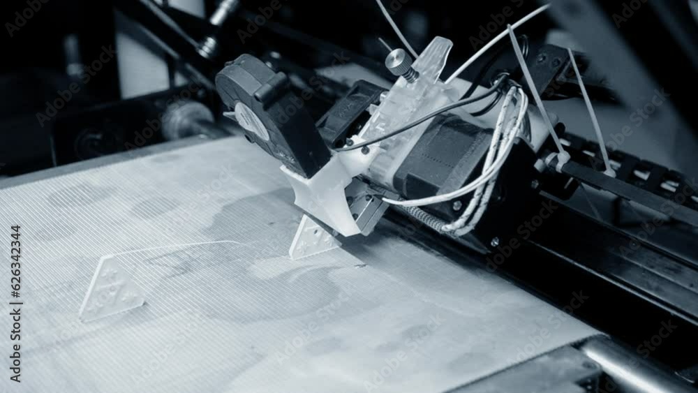 3D printer. 3D printing. Process operation working of 3D printer close ...
