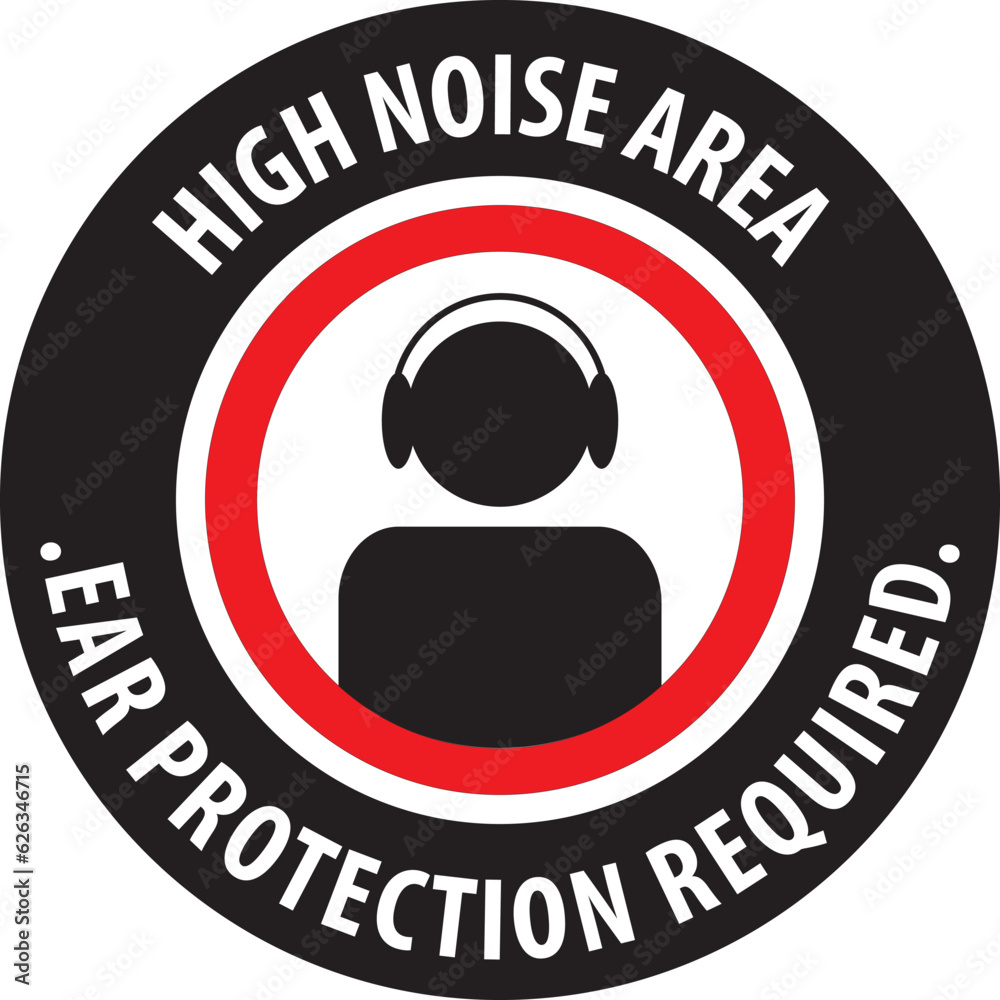 High noise area Black and white warning sign sticker vector eps Stock ...