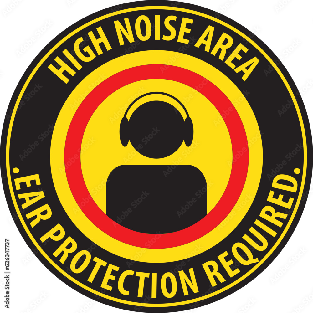High noise area illuminated warning sign vector eps Stock Vector ...