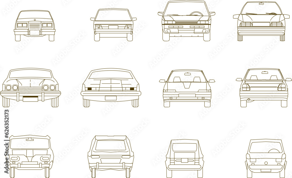 Sketch vector illustration of family suv car design view from front ...