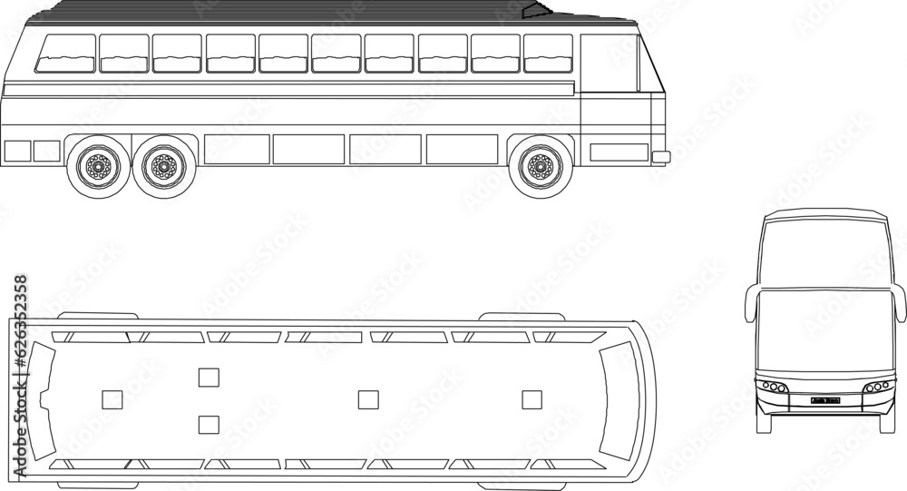 Vector sketch illustration of classic old fashioned bus car design for ...