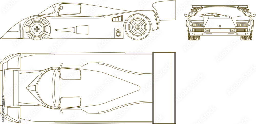Vector sketch illustration of racing sports car design for speed race ...