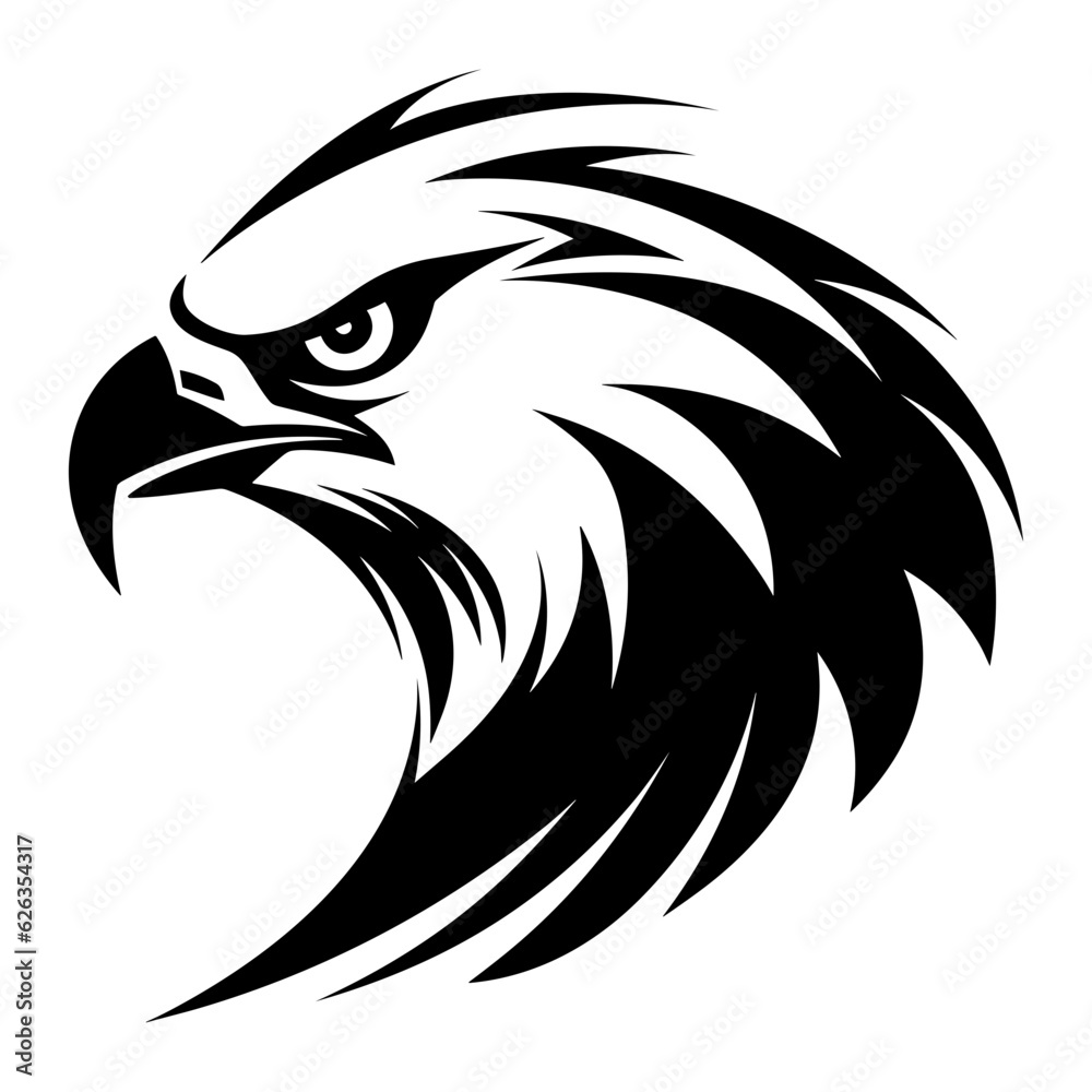 Hawk eagle head logo black silhouette svg vector Stock Vector | Adobe Stock