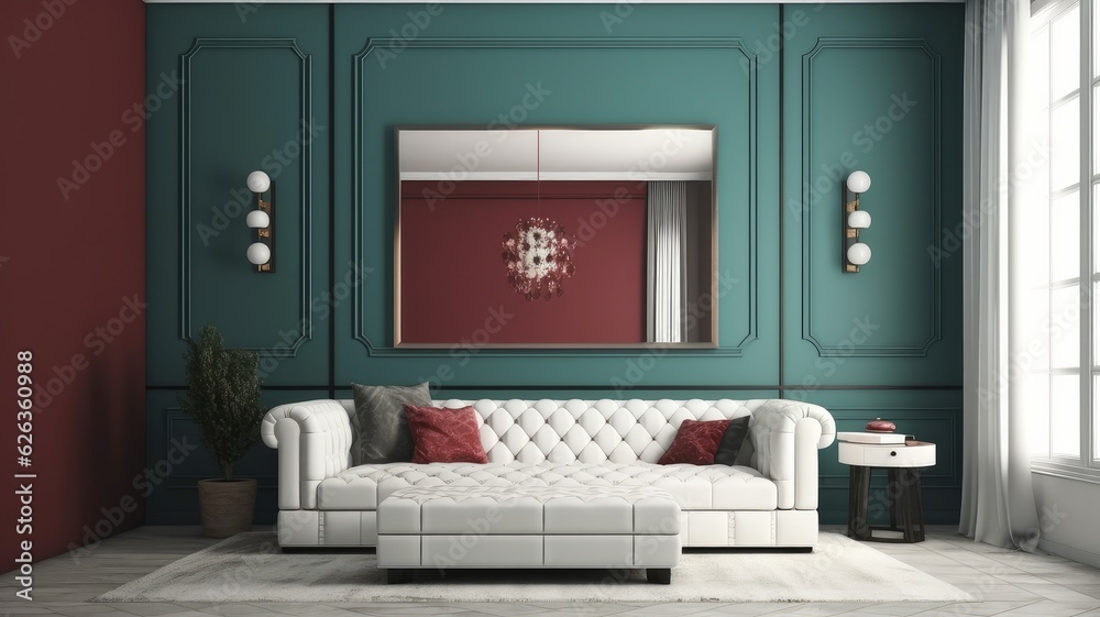 front view mock up room sofa with wall backdrop template interior room ...