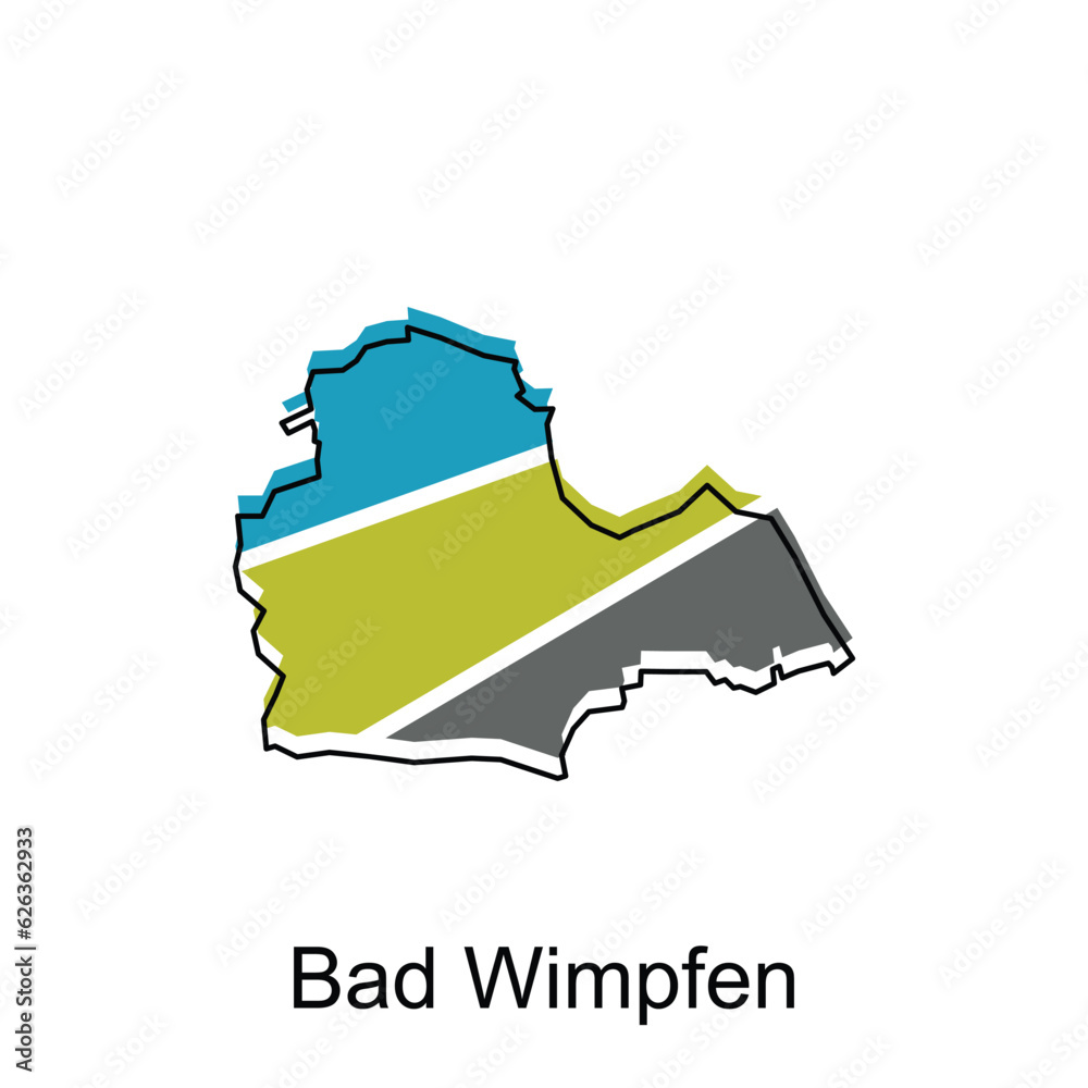map of Bad Wimpfen vector colorful geometric design template, national ...