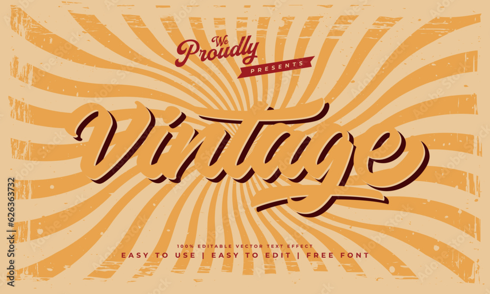 vintage retro editable text effect alphabet font typography typeface ...