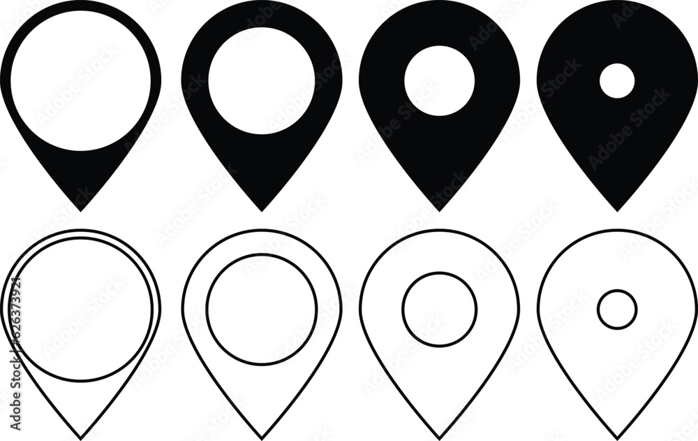 location map pin icon set. location icon design. set of location icons ...