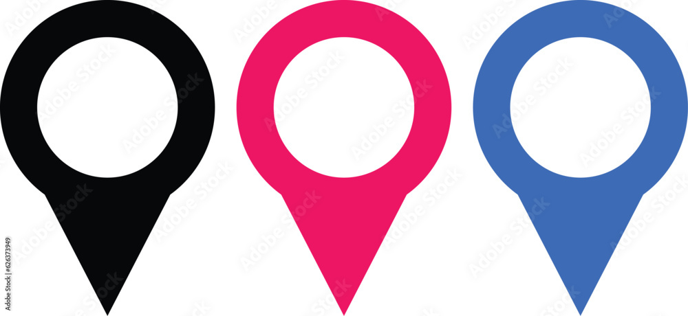 location map pin icon set. location icon design. set of location icons ...