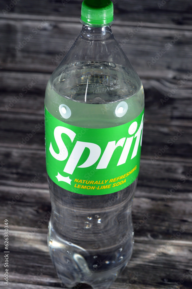 Cairo, Egypt, July 18 2023: The classic lemon-lime soda Sprite plastic ...