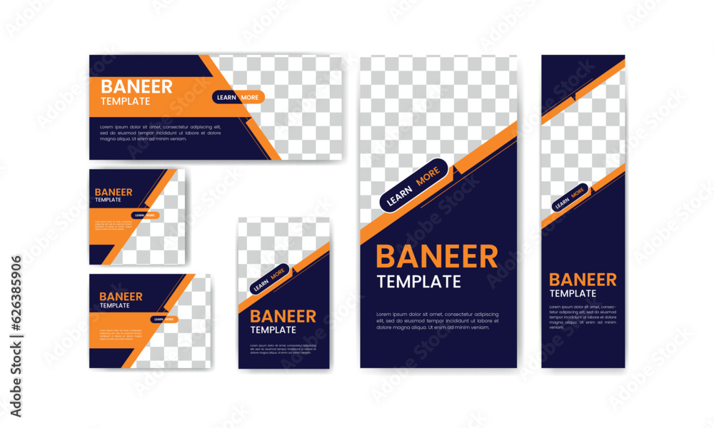 Elegant web banner design template Set, Clean layout cover header ...