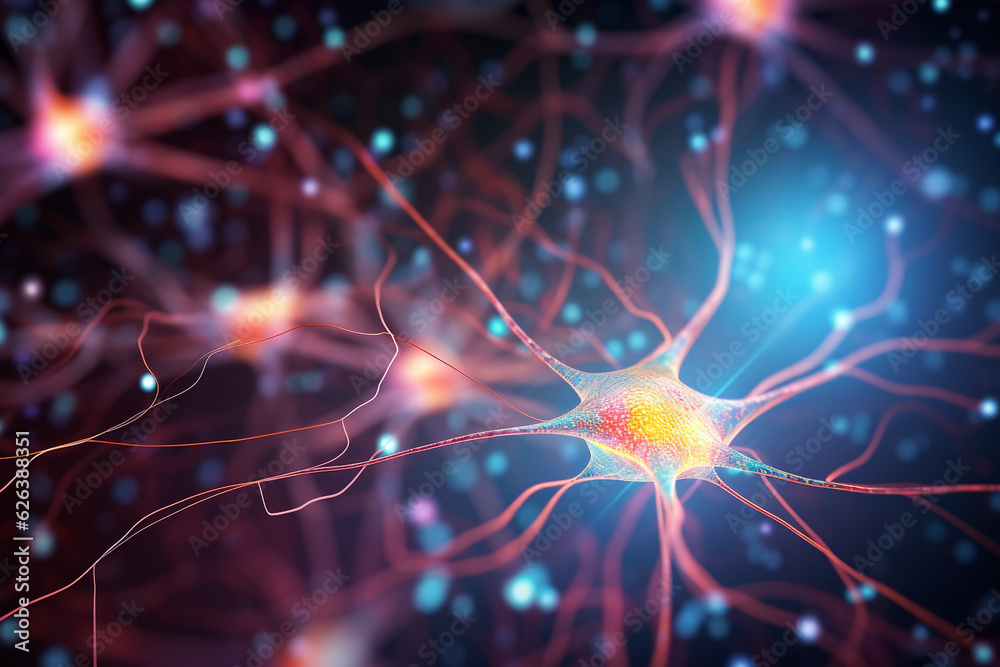 active nerve cells.Human brain stimulation or activity with neuron ...