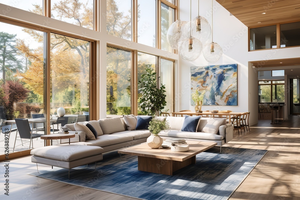 Artistic Beautiful living room interior in new luxury home with open ...