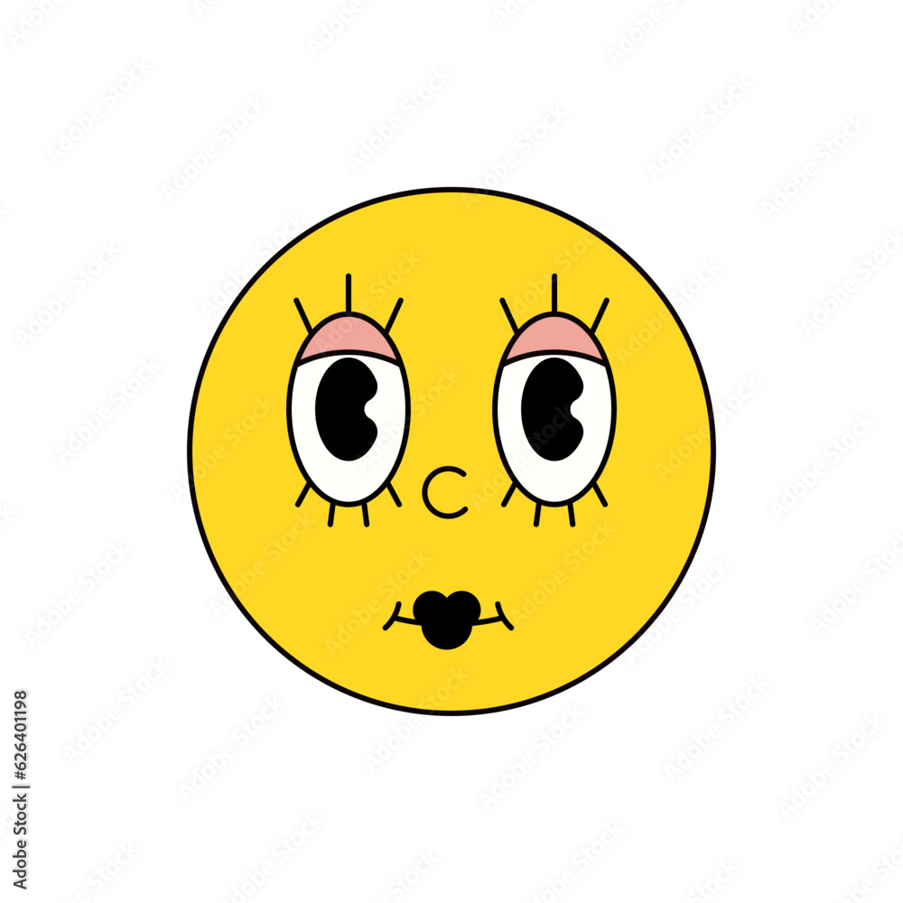 Retro Vintage Female Emoticon with Stylish Makeup. Glamorous and ...