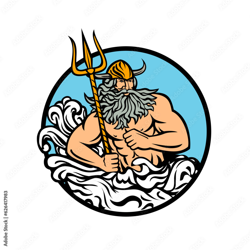 Mascot illustration of Aegir, Hler or Gymir God of the sea in Norse ...