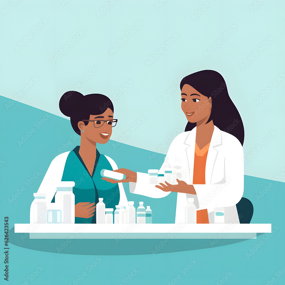 Clipart of a nurse educating a patient about their medication regimen ...