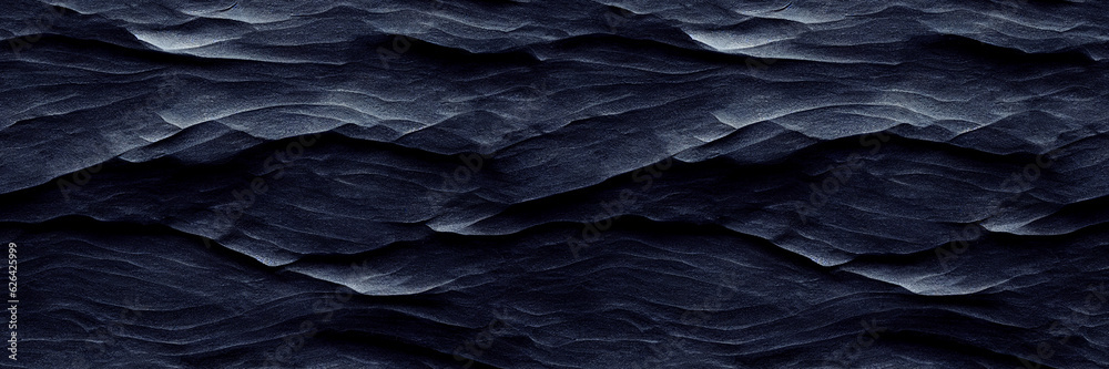 Beautiful abstract panoramic background. Modern wavy ornament in dark ...