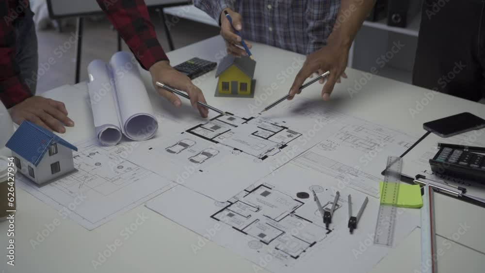 Engineers meetings to brainstorm house designs, intimate work and ...
