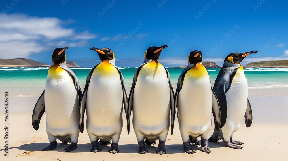 The penguins line up background, illustration for product presentation ...