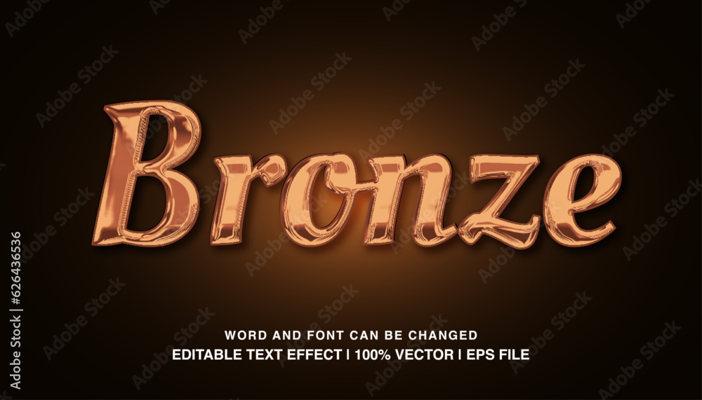 Bronze editable text effect template, metal texture effect bold bronze ...