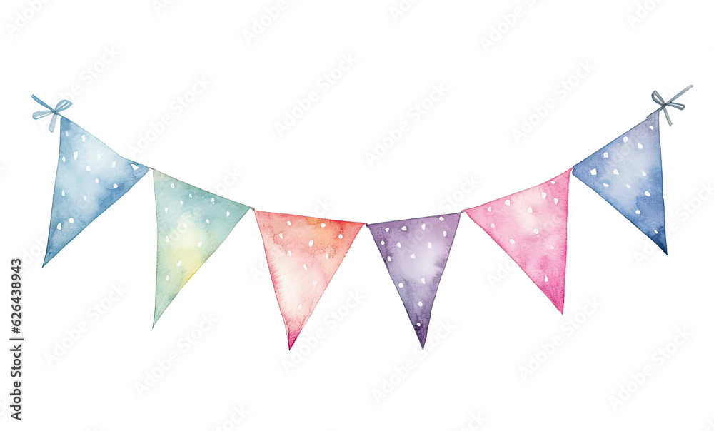 Watercolor illustration of bunting isolated on transparent background ...