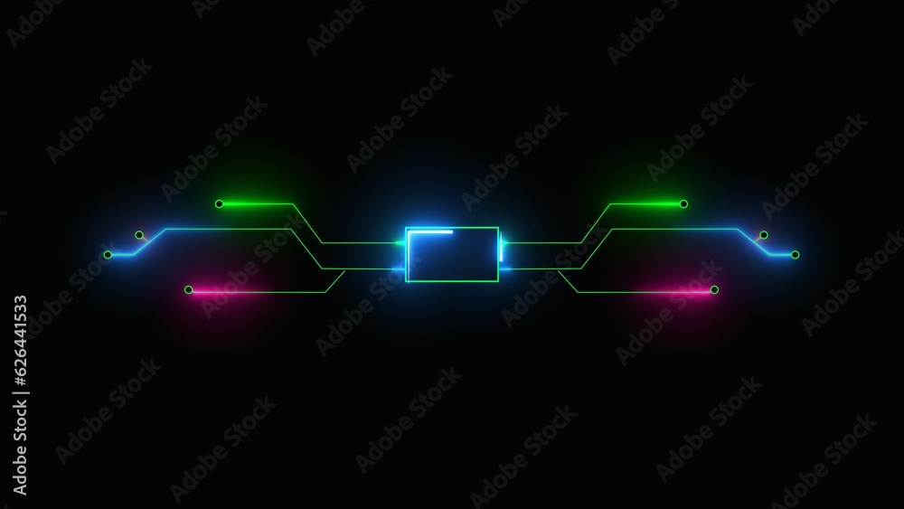 Neon light circuit logo. circuit board. Circuit illustration background ...