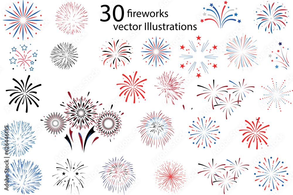 Colorful Fireworks Set: A collection of bright and festive fireworks in ...