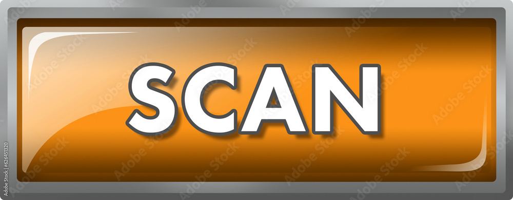 Digital png illustration of scan text on orange bar button on ...