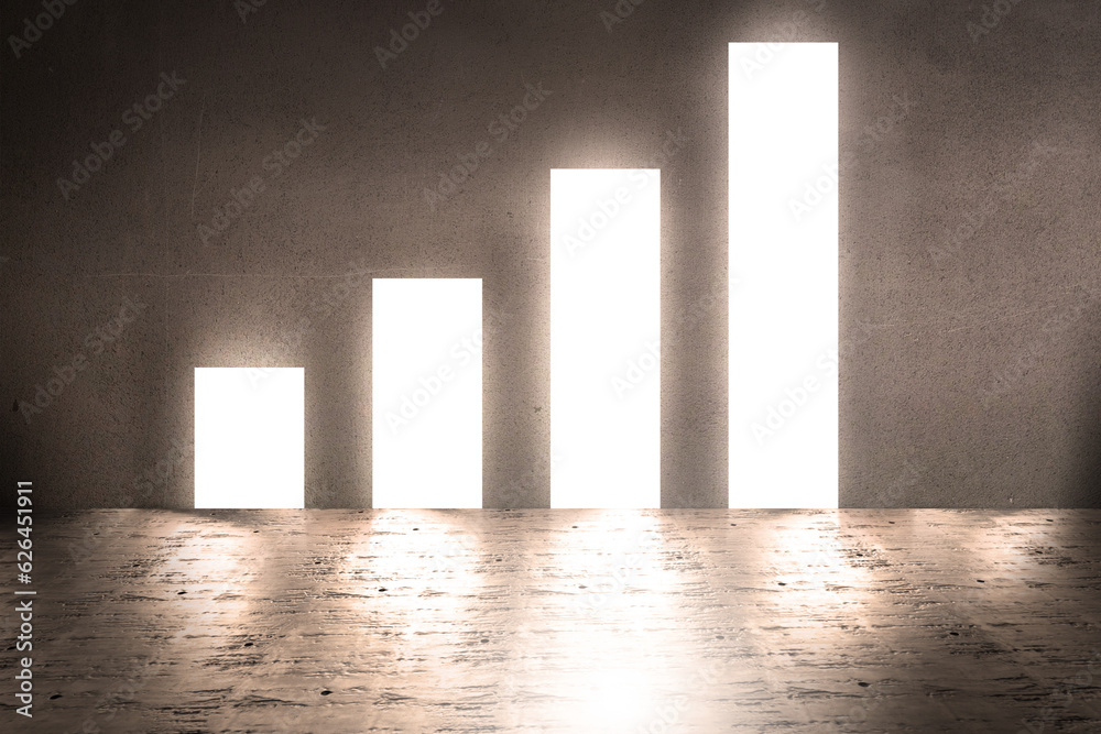 Digital png illustration of empty room with diagram on wall on ...