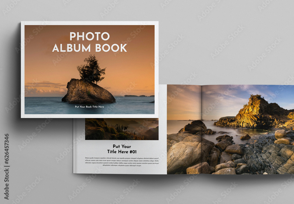 Photo Album Book Template Brochure Layout Landscape Stock Template ...