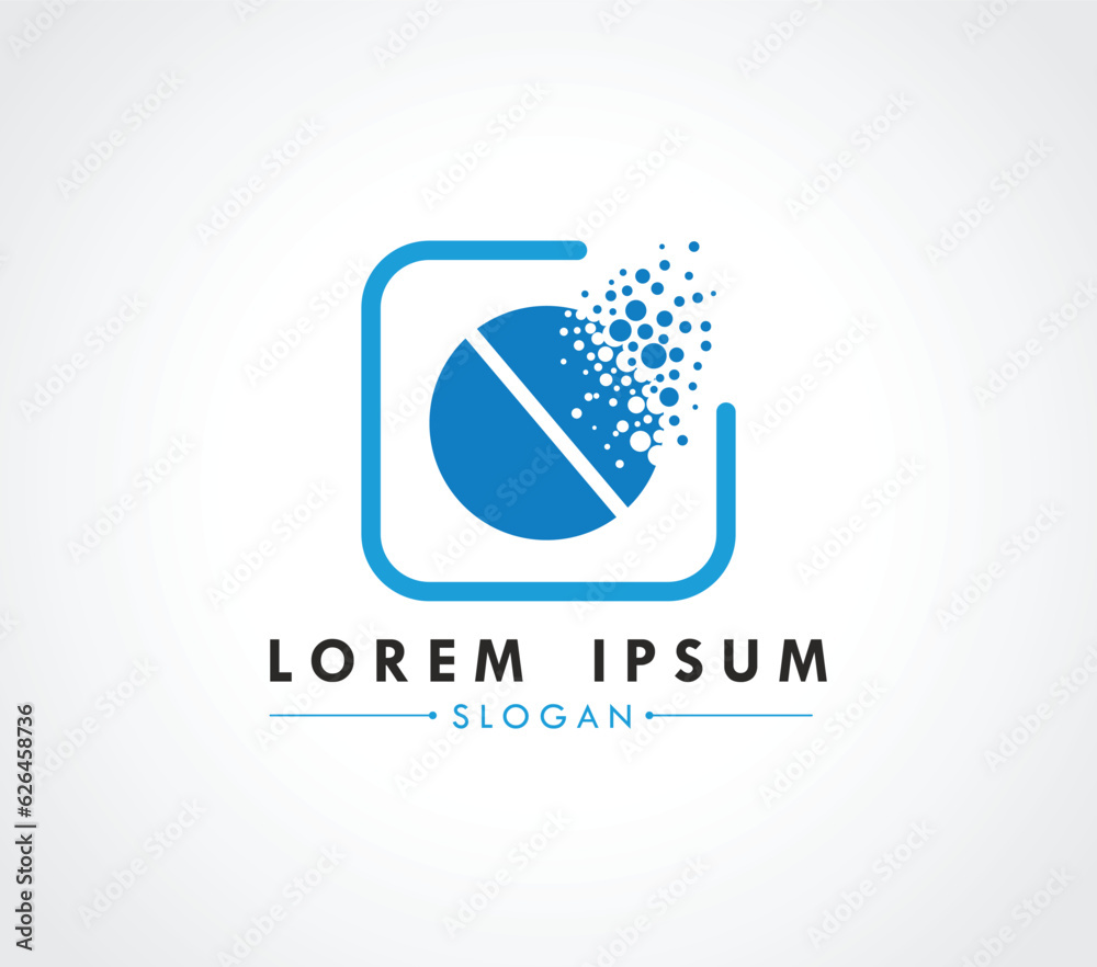 Tablet medicine logo design dispersing concept. Vector Illustrator ...