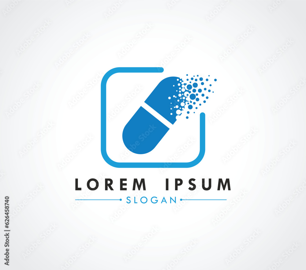 Tablet medicine logo design dispersing concept. Vector Illustrator ...