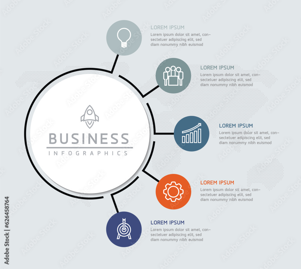 Póster Vector infographic business presentation template with circular ...