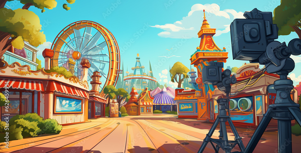 cartoon shot for a channel that makes theme park wallpaper.Generative ...