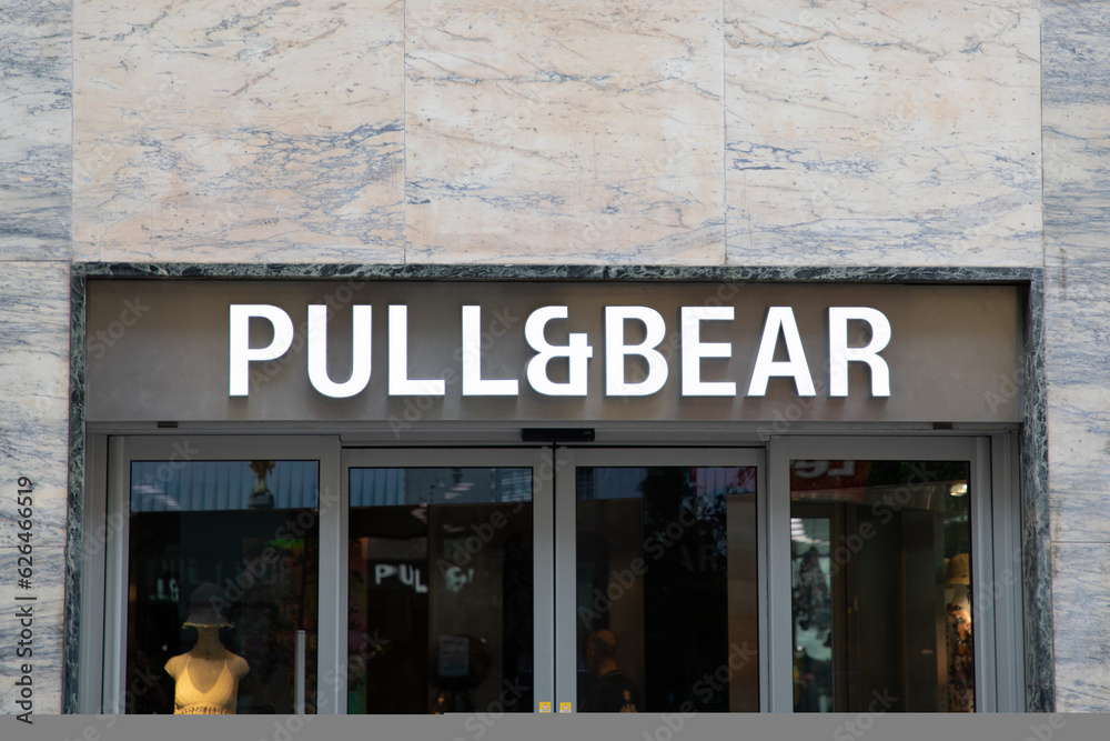 Pull & Bear store logo sign and text brand boutique Spanish shop facade ...