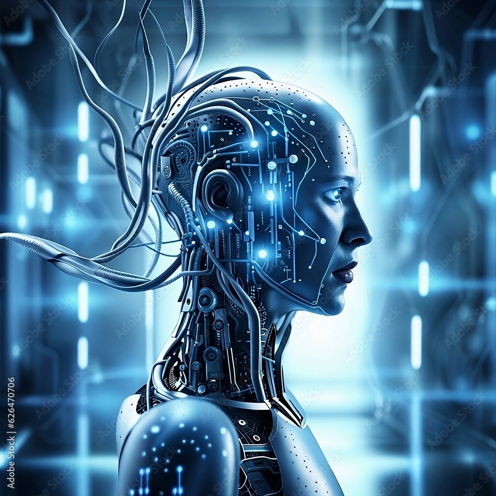 AI + Robots: Robot connected and thinking [Realistic brain of a ...