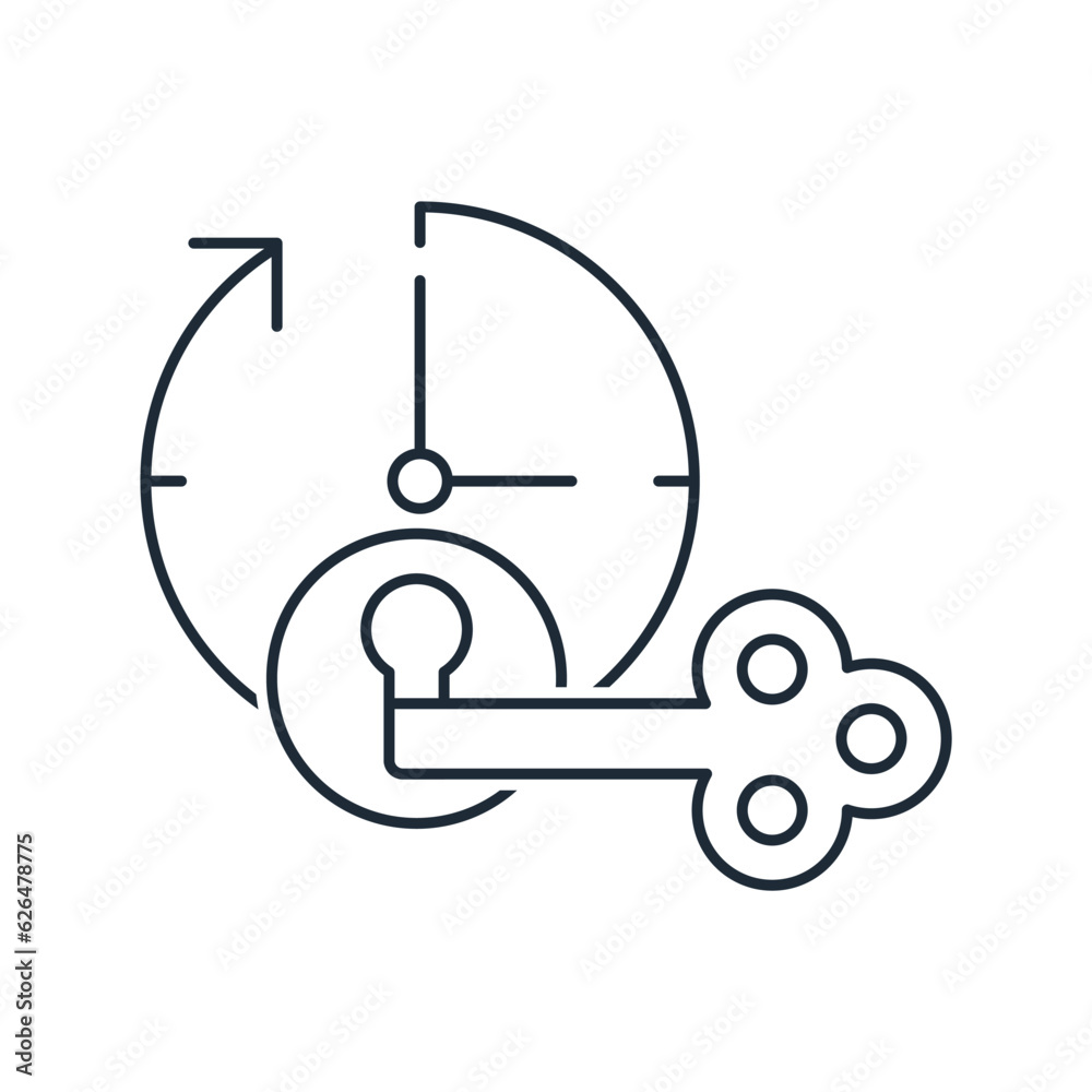Clock face and key in keyhole.Secrets of efficient use of time. Vector ...