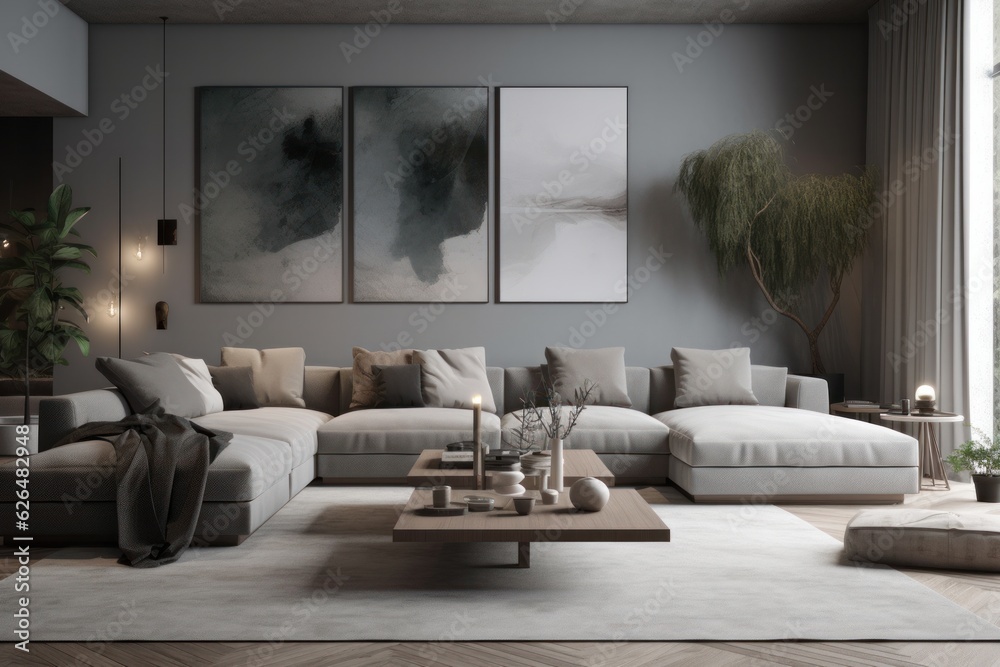 contemporary home interior design concept living room area casual ...