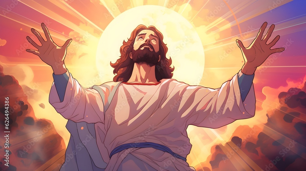 Jesus, retro anime style , cartoon style Stock Illustration | Adobe Stock