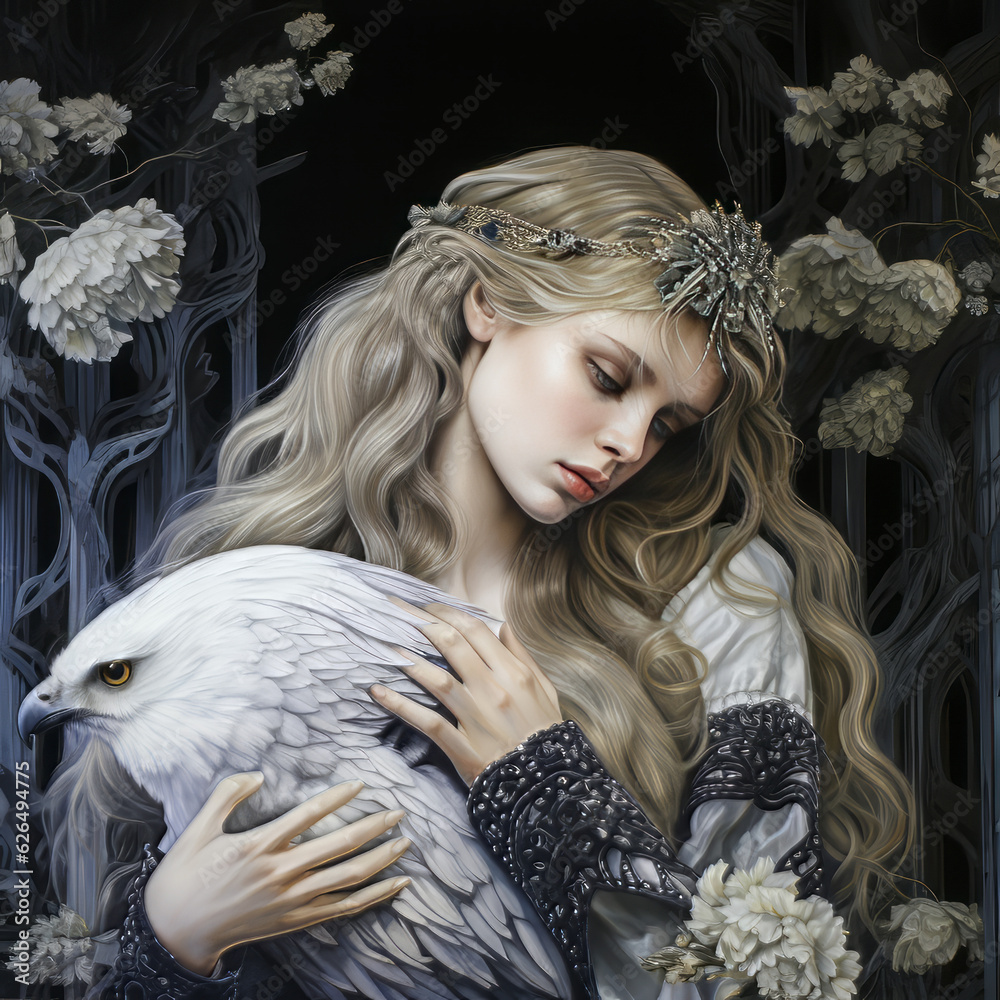Fairy Tale Woman. Generative AI. A digital painting of a fantasy, fairy ...