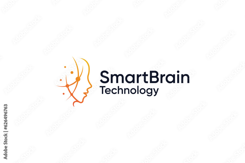 Smart brain technology mind logo Stock Vector | Adobe Stock