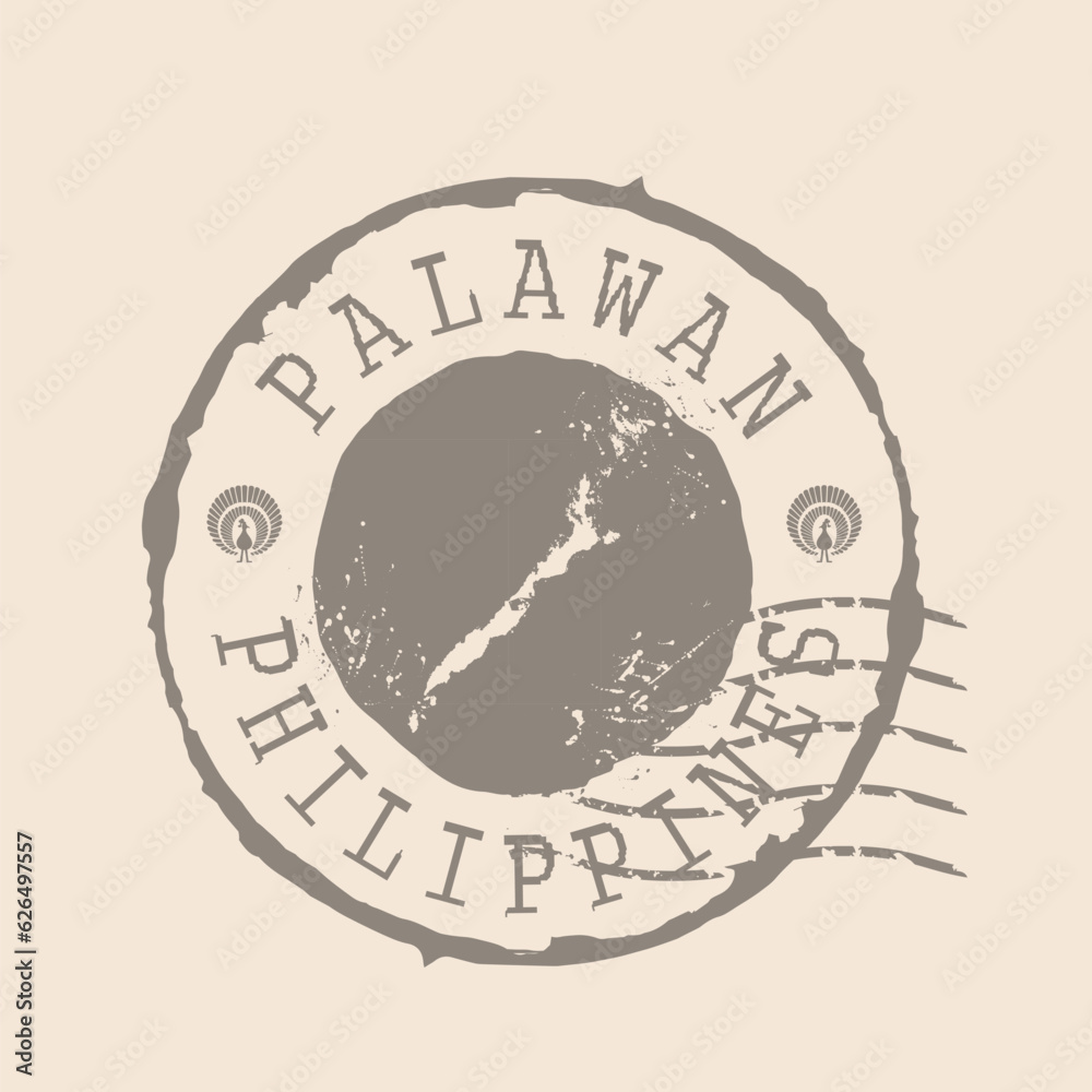 Stamp Postal of Palawan island. Map Silhouette rubber Seal. Design ...