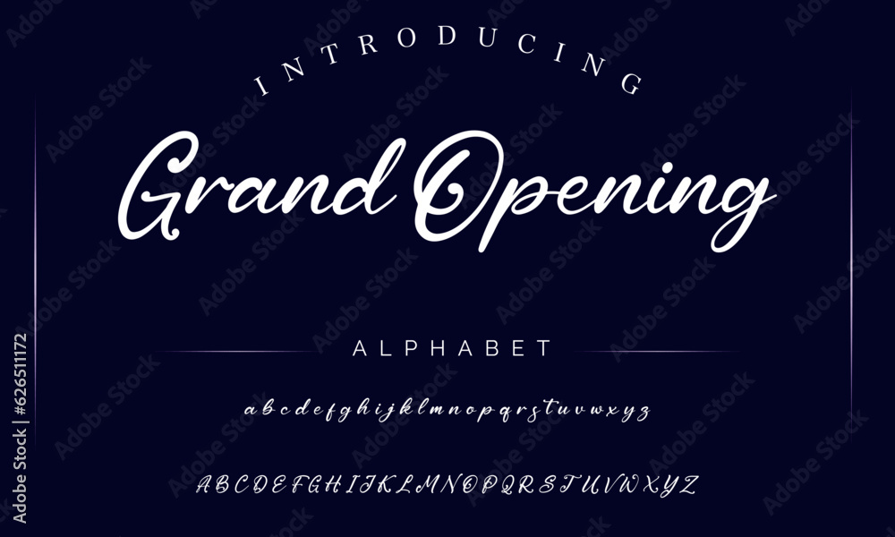Grand Opening Bold and script alphabets. Vector font duo. Stock Vector ...