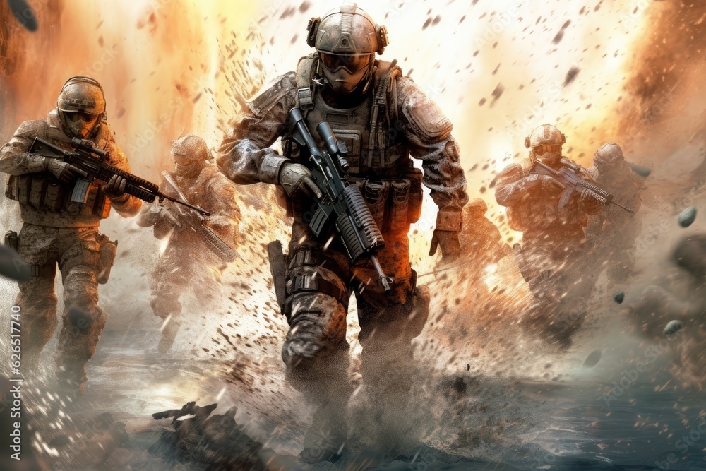 On the Frontlines: Army Officers in Action Stock Illustration | Adobe Stock