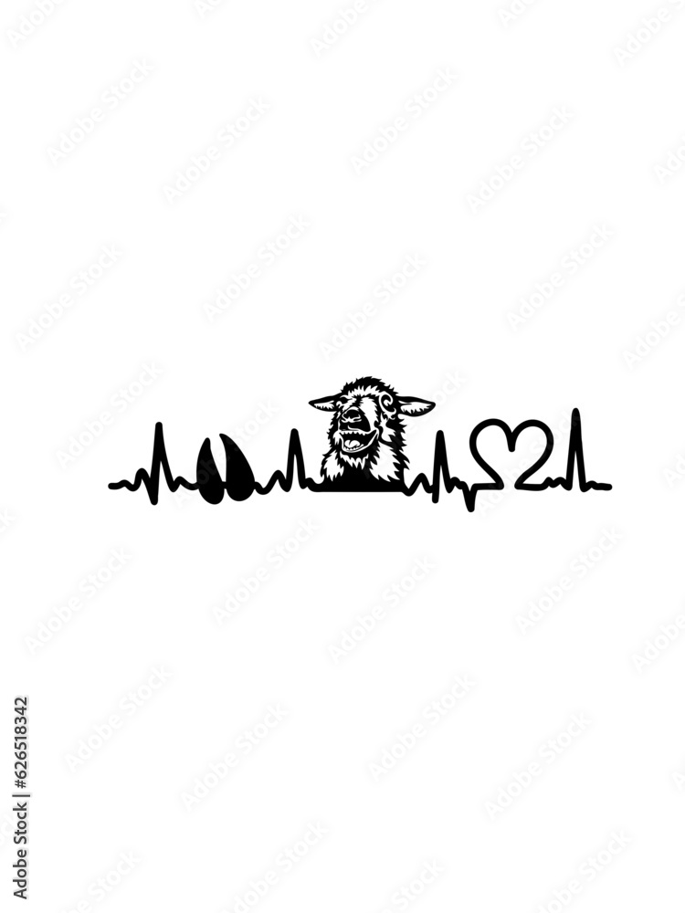 goat heartbeat SVG vector graphic and cut file sheep Stock Vector ...