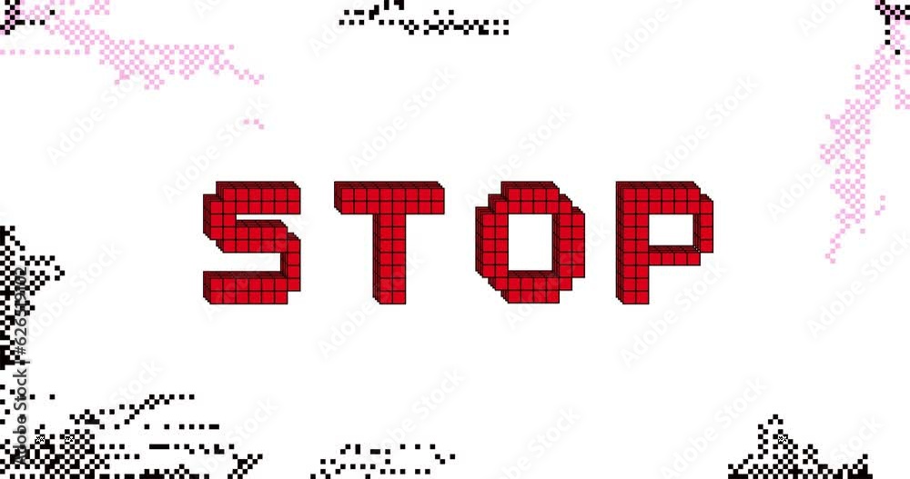Pixel retro text Stop for games, 8 bit Stop animation, video footage ...